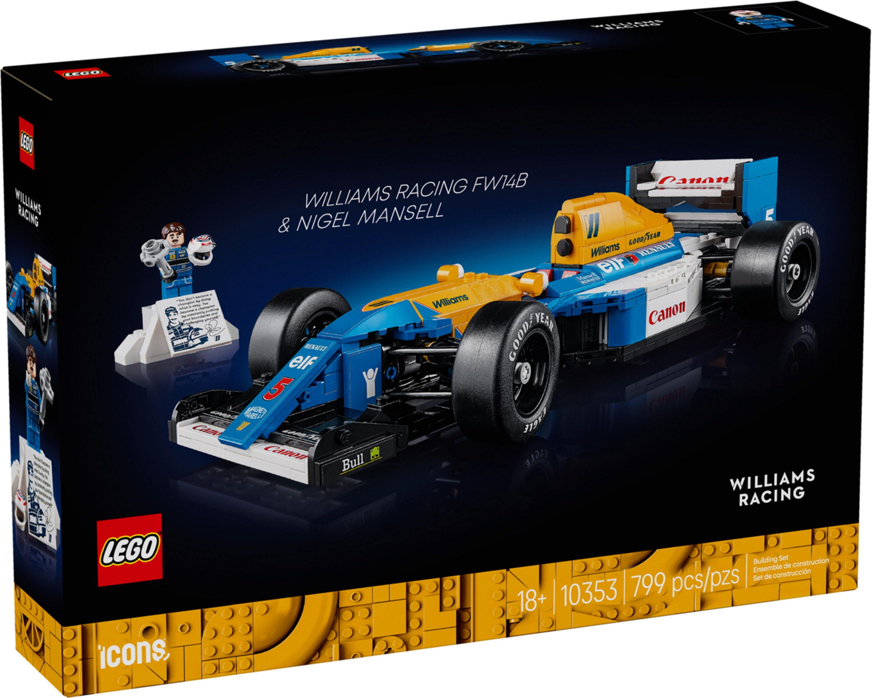 LEGO Icons 10353 pas cher, Williams Racing FW14B et Nigel Mansell
