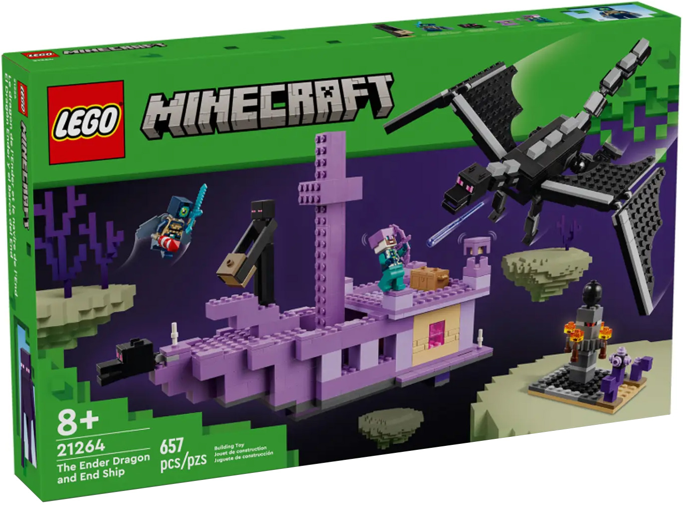 LEGO Minecraft 21264 pas cher, Le dragon et le navire de l’Ender