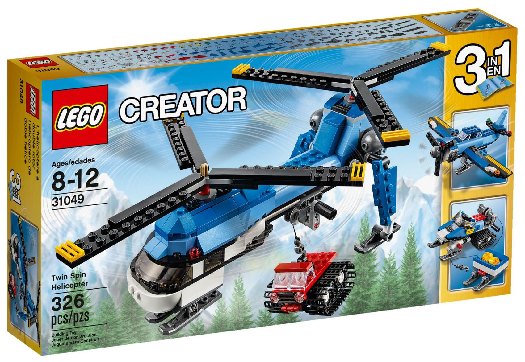 LEGO Creator 31049 pas cher, L'hélicoptère à double rotor