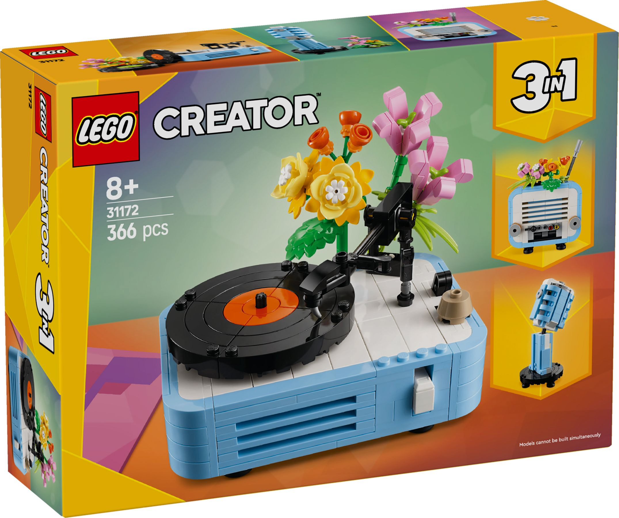 LEGO Creator 31172 pas cher, Le tourne-disque et ses fleurs