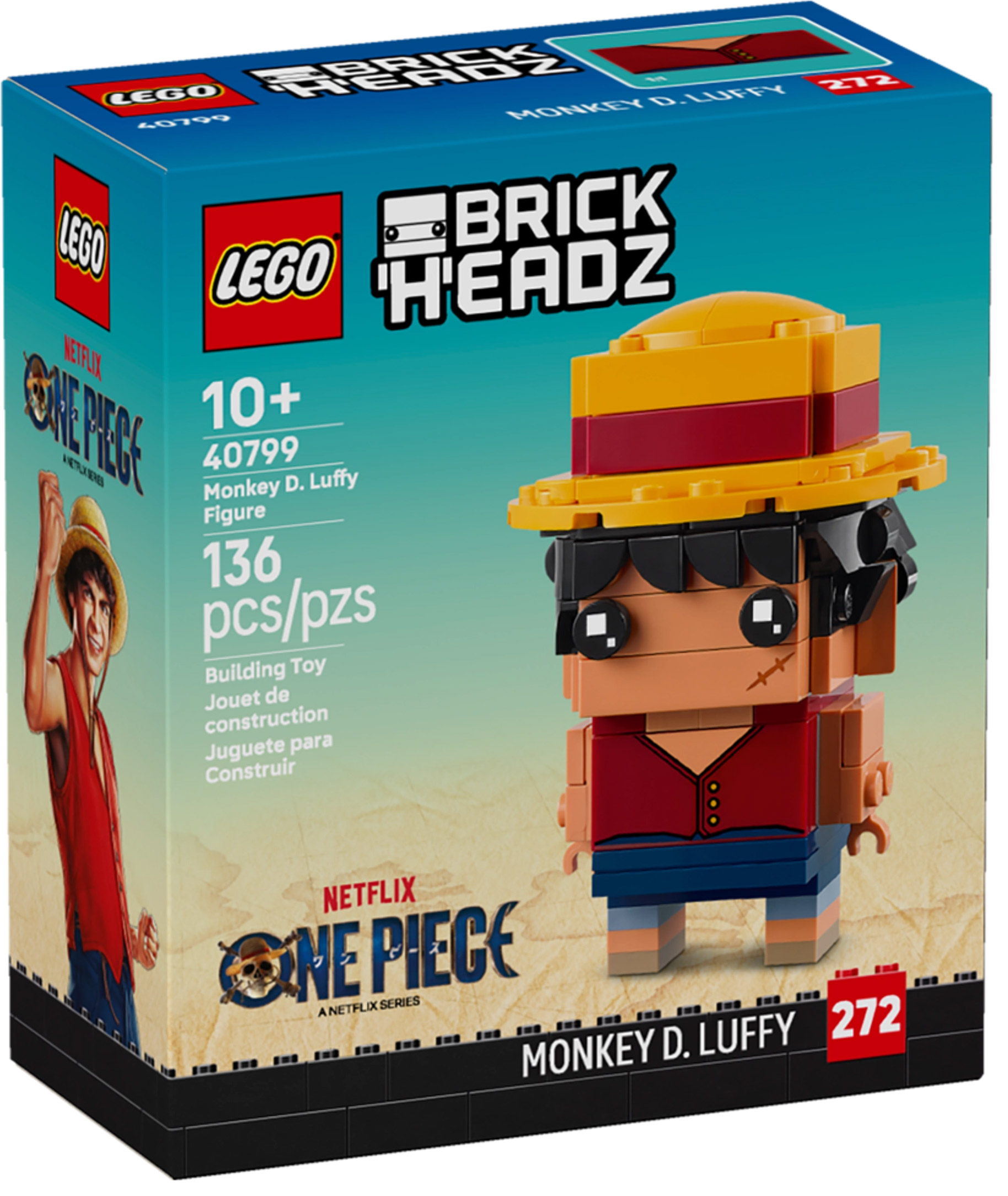 LEGO BrickHeadz 40799 pas cher, Figurine de Monkey D. Luffy