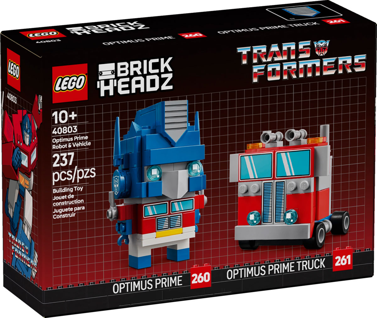 LEGO BrickHeadz 40803 pas cher, Robot et véhicule Optimus Prime