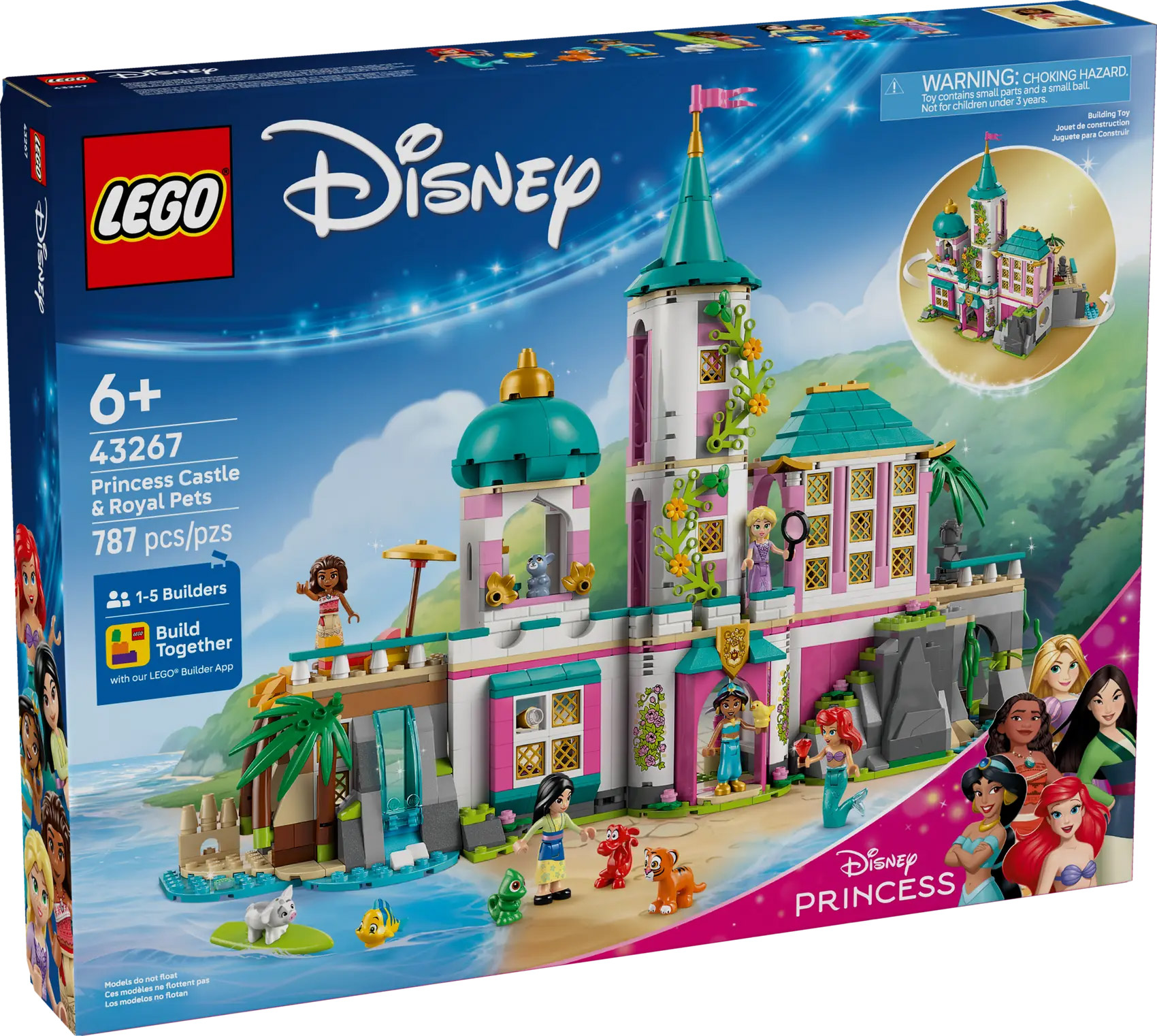 LEGO Disney 43267 pas cher, Le château des princesses et les animaux royaux