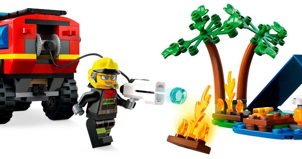 LEGO City 60412 pas cher, Le camion de pompiers 4x4 et le canot de ...