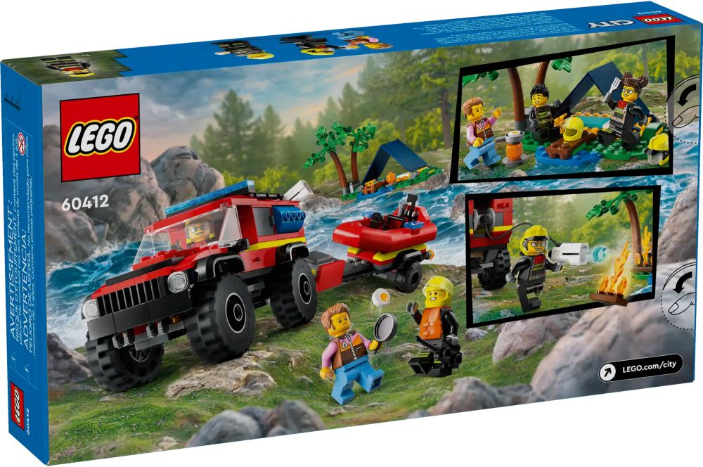 LEGO City 60412 pas cher, Le camion de pompiers 4x4 et le canot de ...