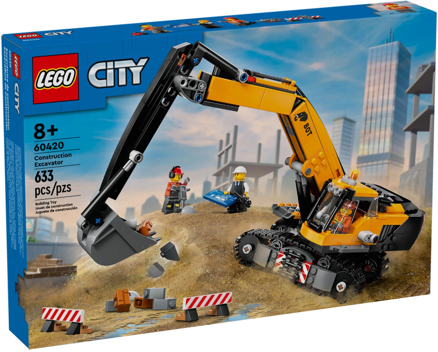 LEGO City 60420 pas cher, La pelleteuse de chantier jaune