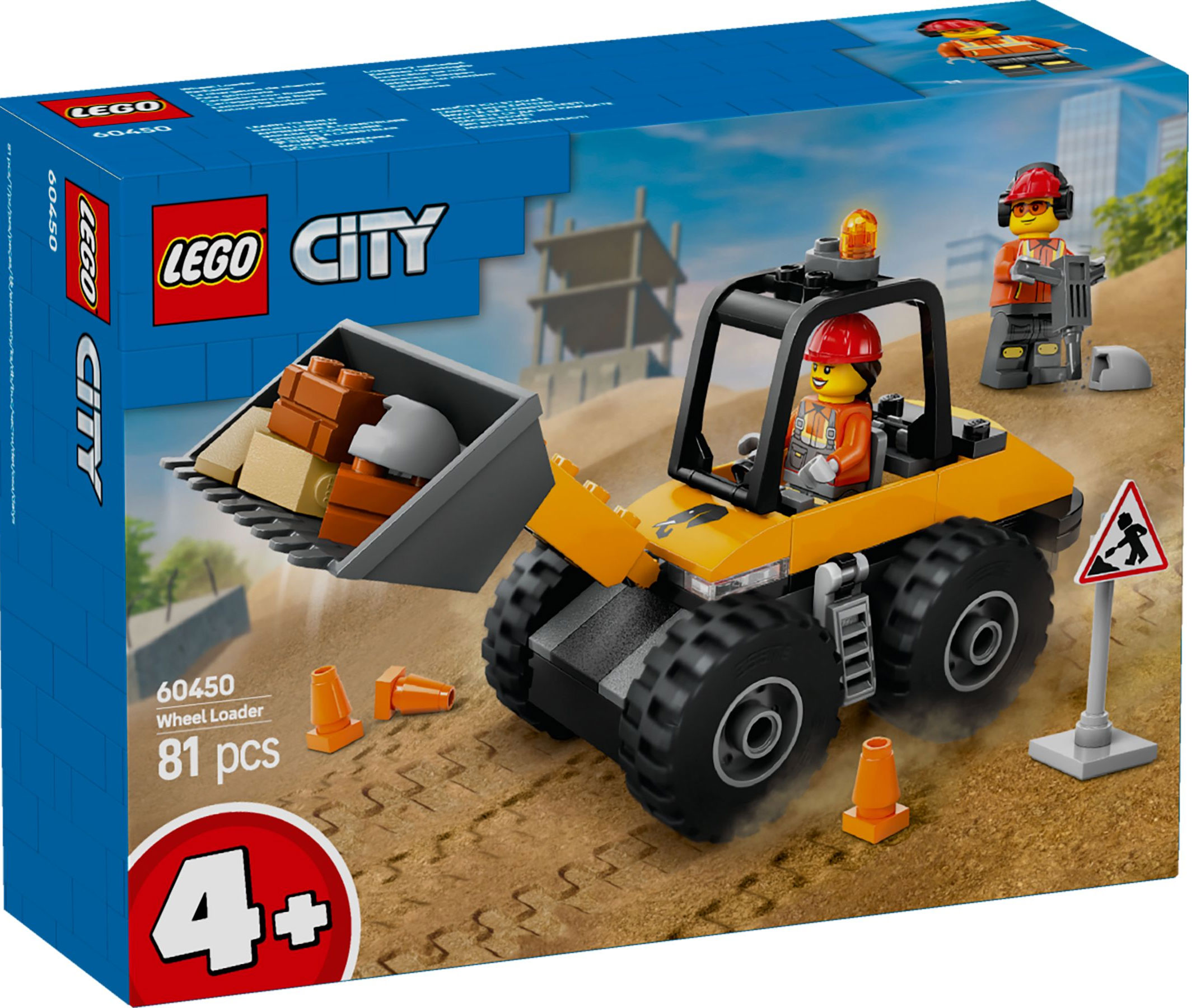 LEGO City 60450 pas cher, La chargeuse de chantier jaune
