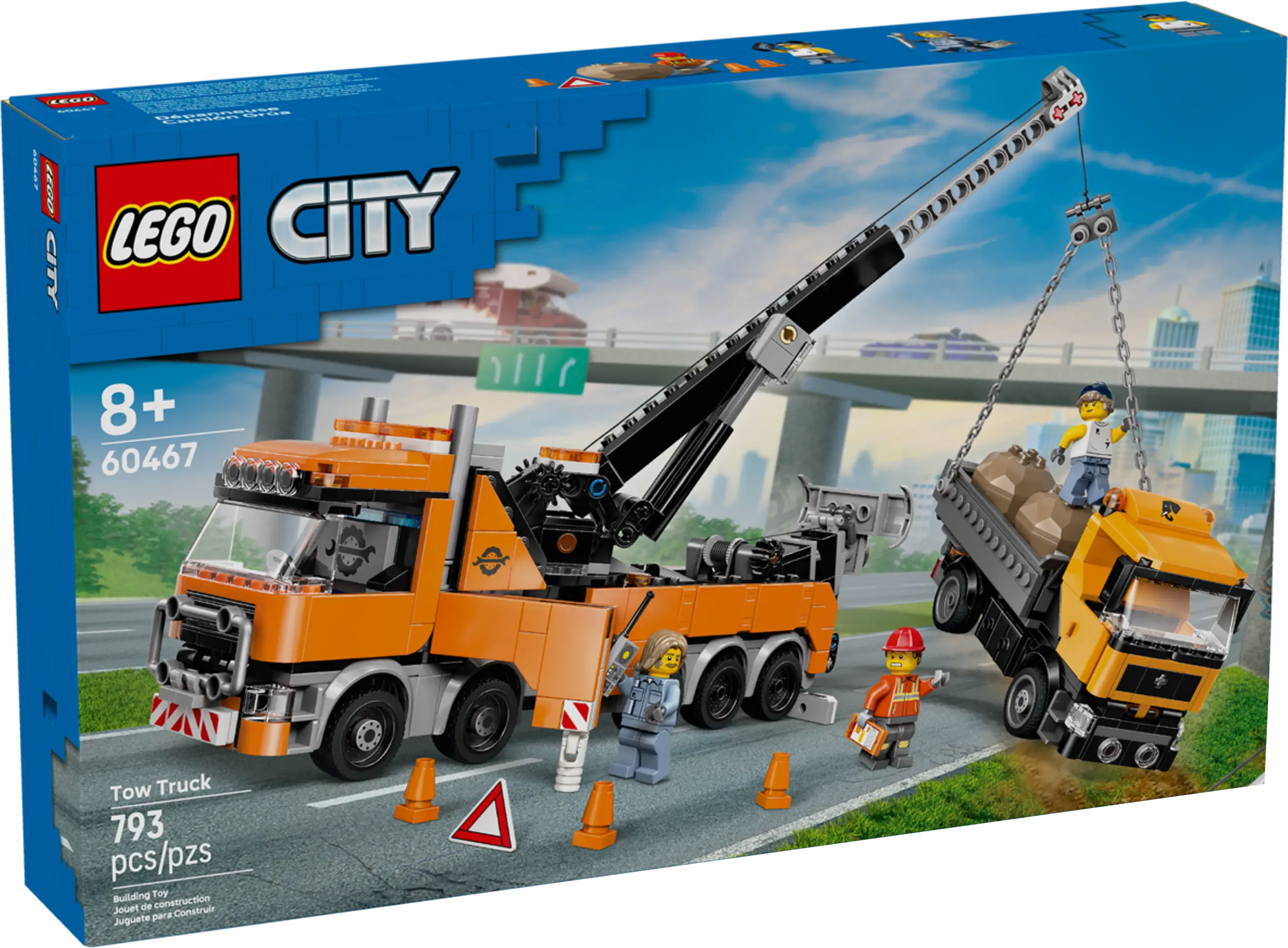 LEGO City 60467 pas cher, Le remorqueur avec grue pour poids lourd