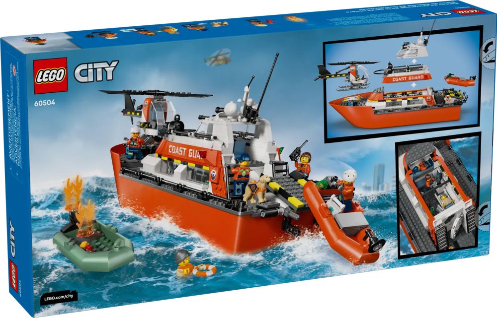 LEGO City 60504 pas cher, Le bateau de sauvetage et l’hélicoptère des ...