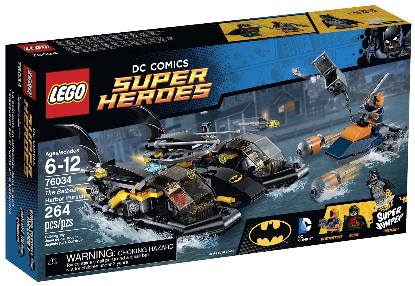 LEGO DC Comics 76034 pas cher, Poursuite en BatBoat dans le port